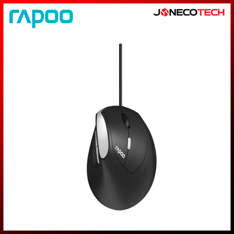 Rapoo EV200 Black Silent Vertical Ergonomic Wired Mouse – Joneco Tech